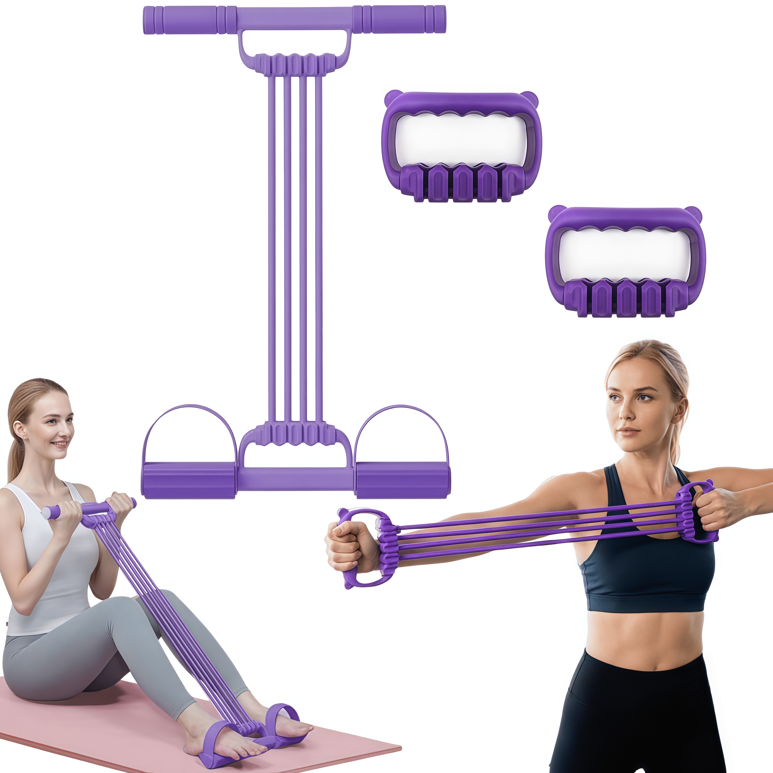 2026 Upgraded Adjustable Pedal Resistance Band, 8-Tube Multifunction ...