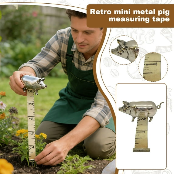 2026 Upgraded Antique Pig Mini Tape Measure, Vintage Figural Brass ...