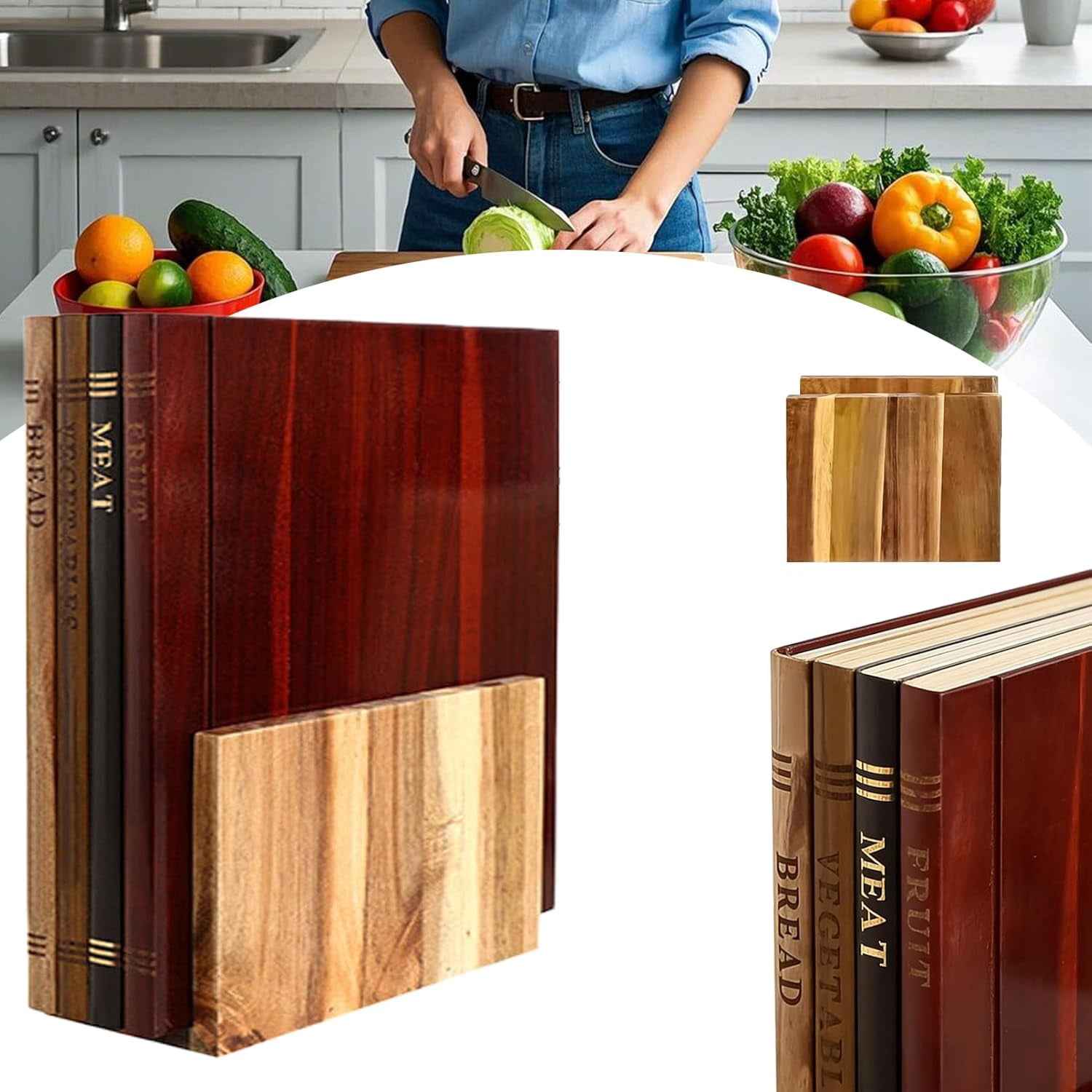 2026 Upgraded Book Cutting Board Set Of 3 With Stand Book Cutting Board ...