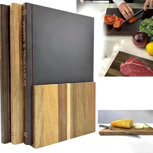 2026 Upgraded Book Cutting Board Set Of 3 With Stand, Wooden Kitchen ...