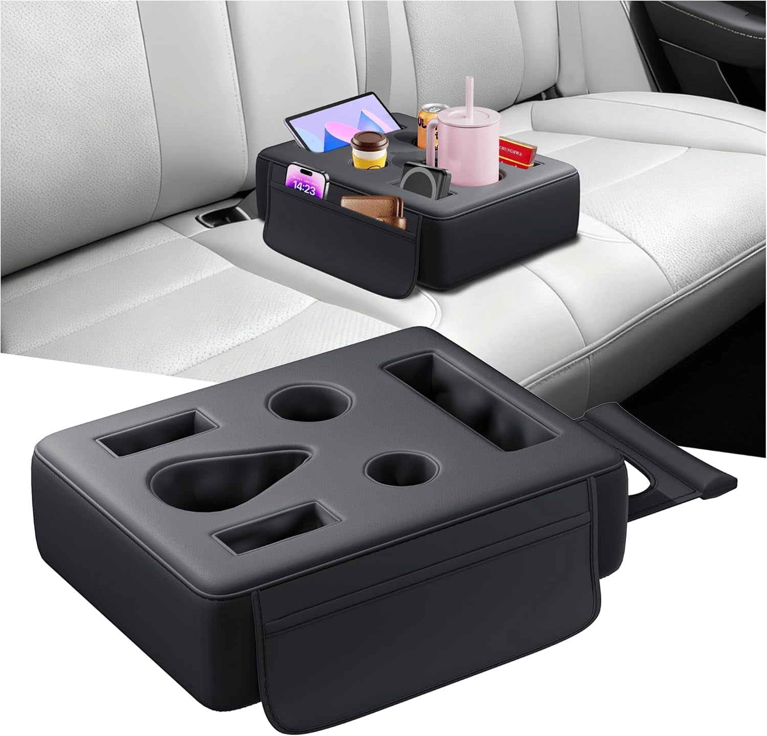 2026 Upgraded Car Cup Holder, 8 in 1 Back Seat Cup Holder for Car, PU ...