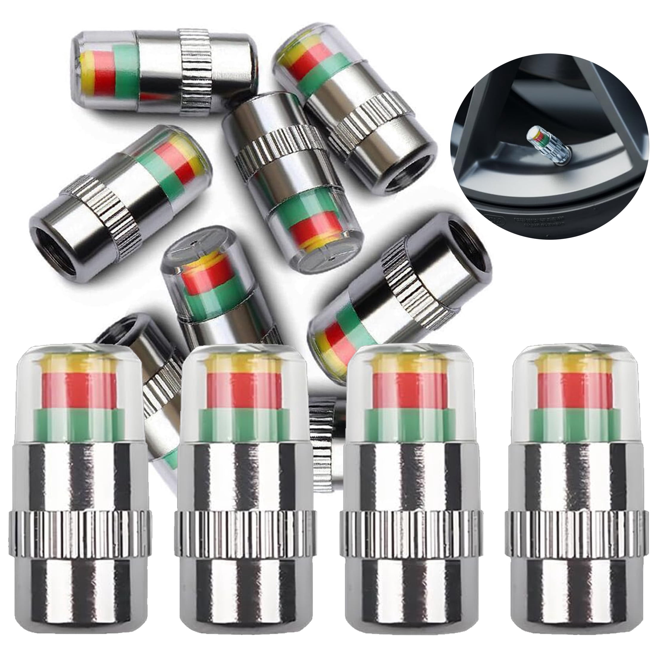 2026 Upgraded Car Tire Pressure Monitor Valve Stem Caps – 3 Color Eye ...