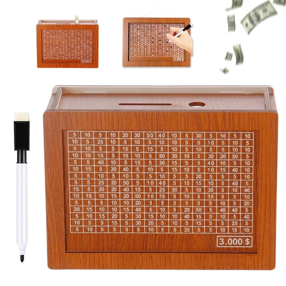 2026 Upgraded Cash Vault Wooden Savings Box, Retro Money Box, Wooden ...