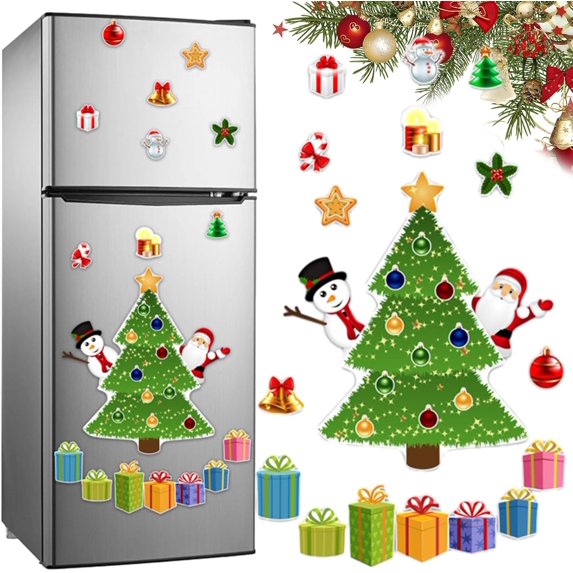 2026 Upgraded Christmas Themed Sticker, Christmas Tree for Refrigerator ...