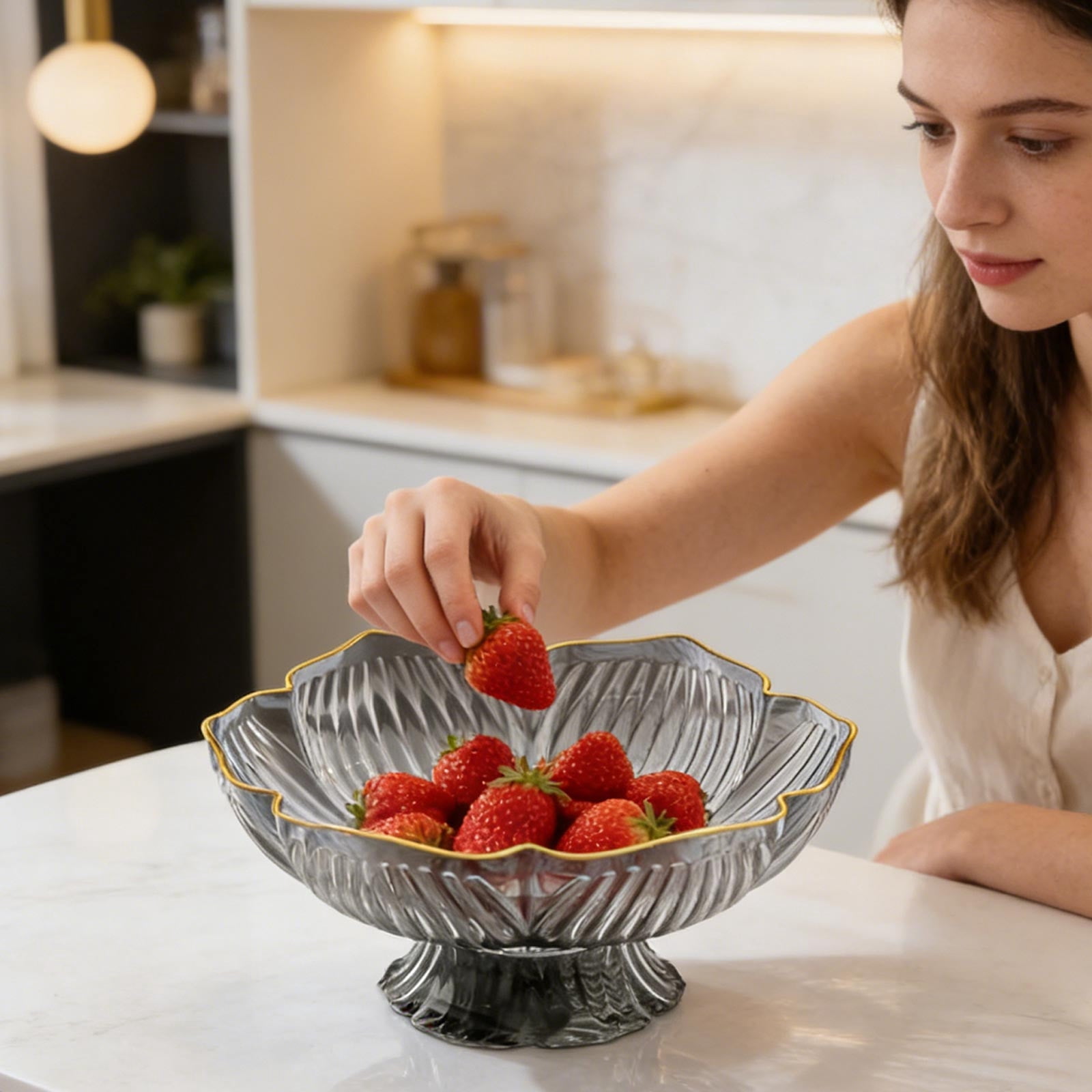2026 Upgraded Drain Fruit Tray, Living Room Coffee Table, Fruit Tray ...