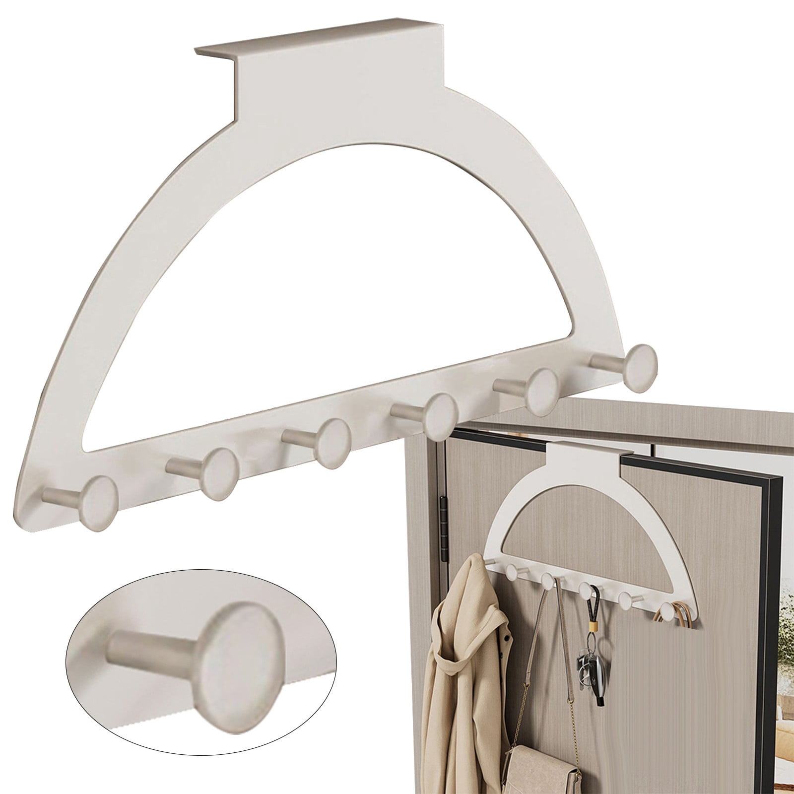 2026 Upgraded Drill Free Over The Door 6 Hook Rack,Multifunctional Over ...