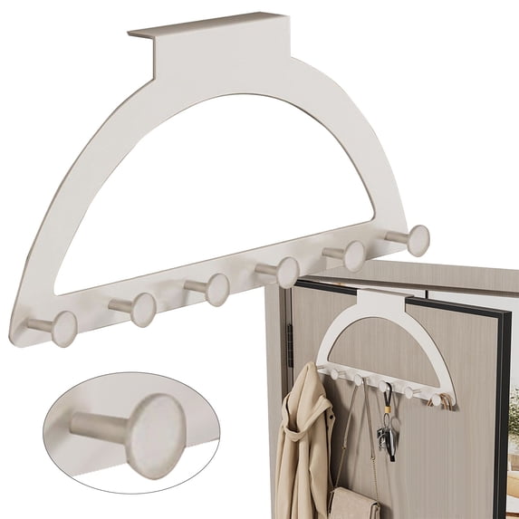2026 Upgraded Drill Free Over The Door 6 Hook Rack,Multifunctional Over ...