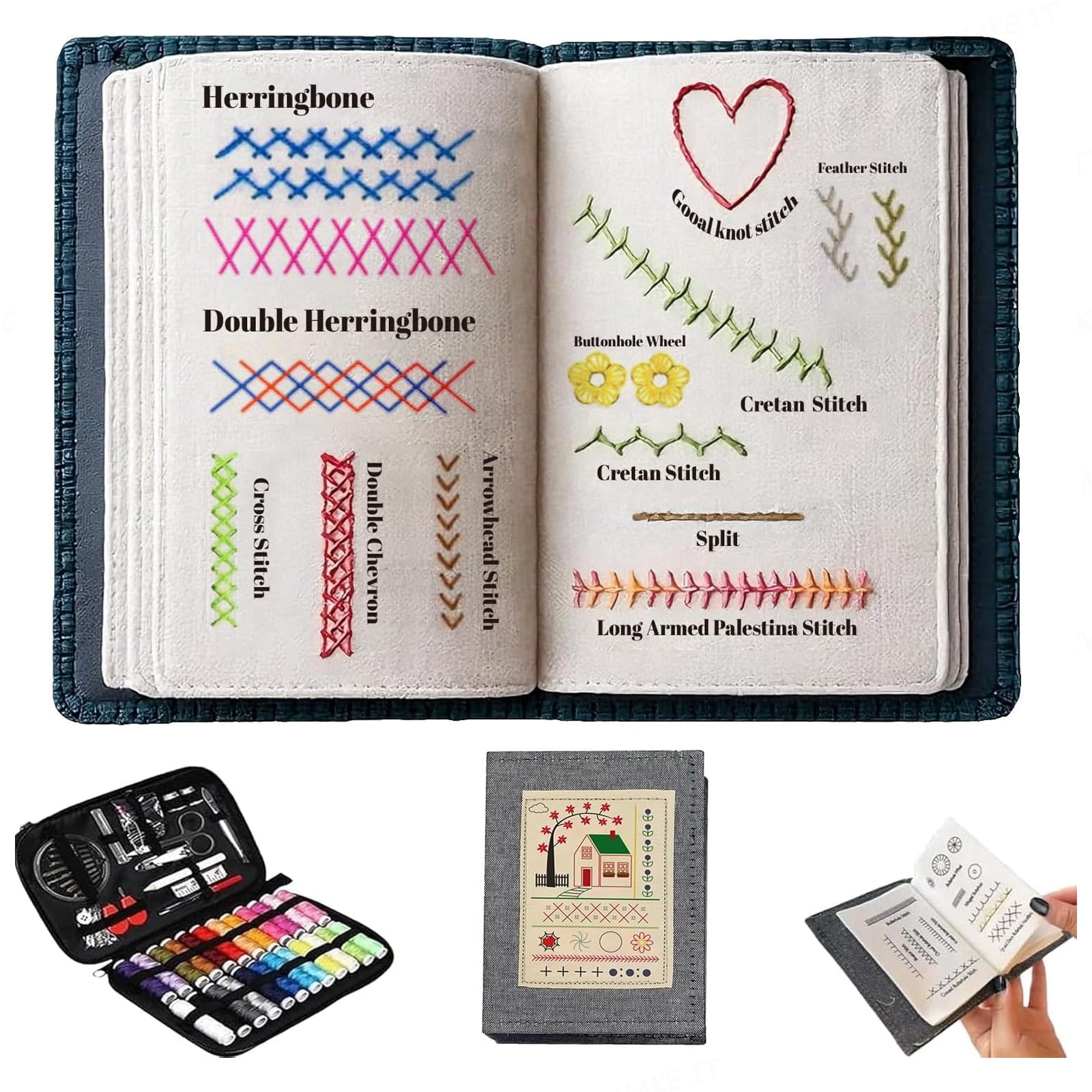 2026 Upgraded Embroidery Stitch Book Kit, 106 Patterns with Tools ...