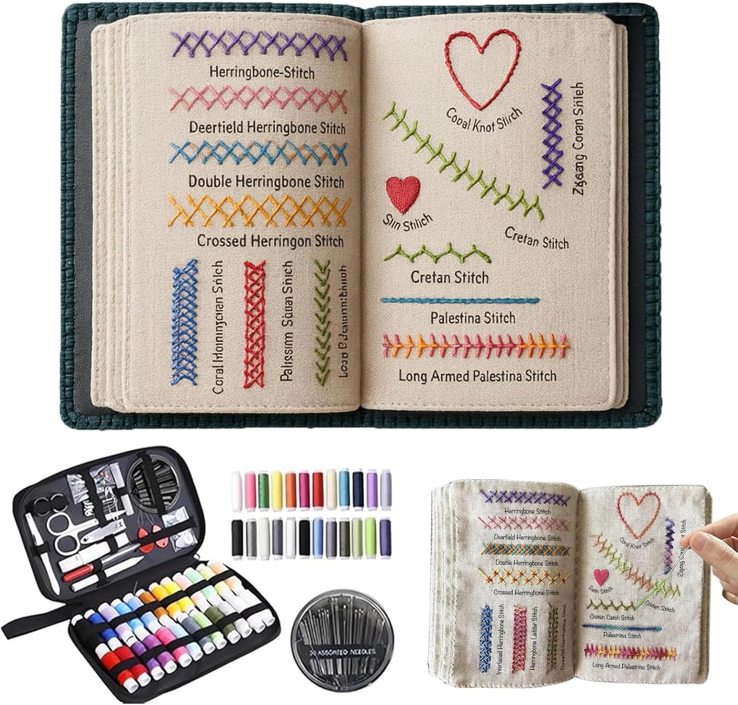 Upgraded Embroidery Stitch Book Kit, Advanced Embroidery Book Kit, DIY ...