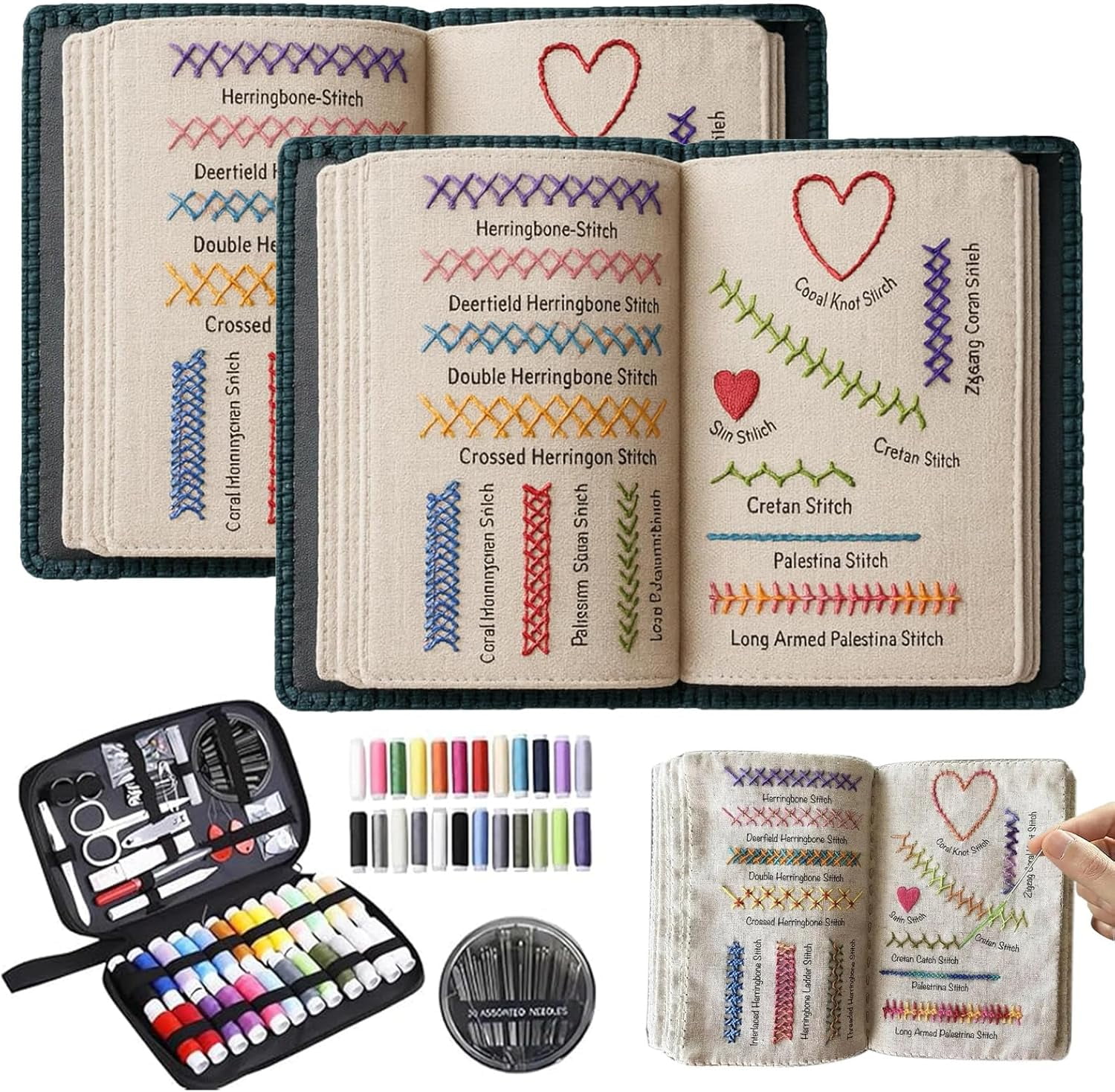 2026 Upgraded Embroidery Stitch Book Kit, Advanced Embroidery Book Kit ...