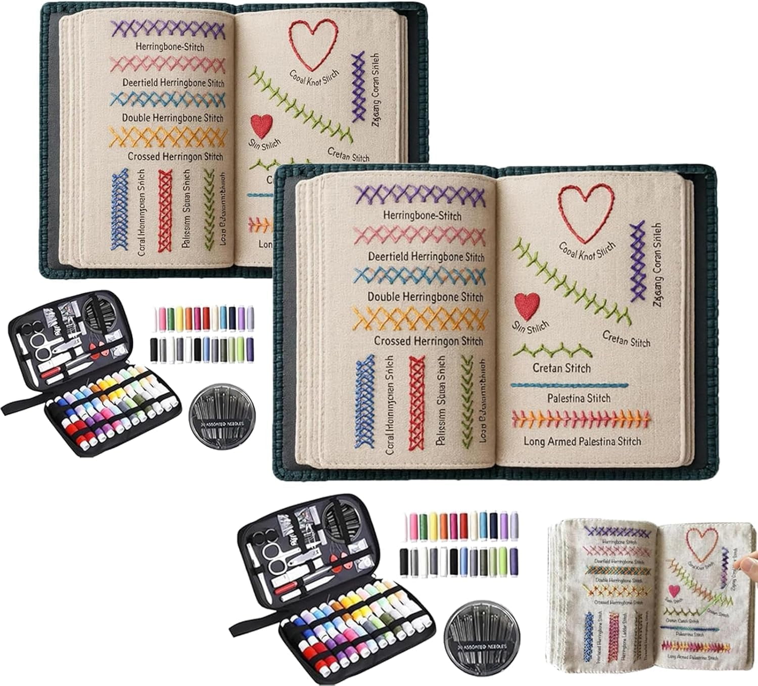 2026 Upgraded Embroidery Stitch Book Kit, Beginner Embroidery Stitch ...