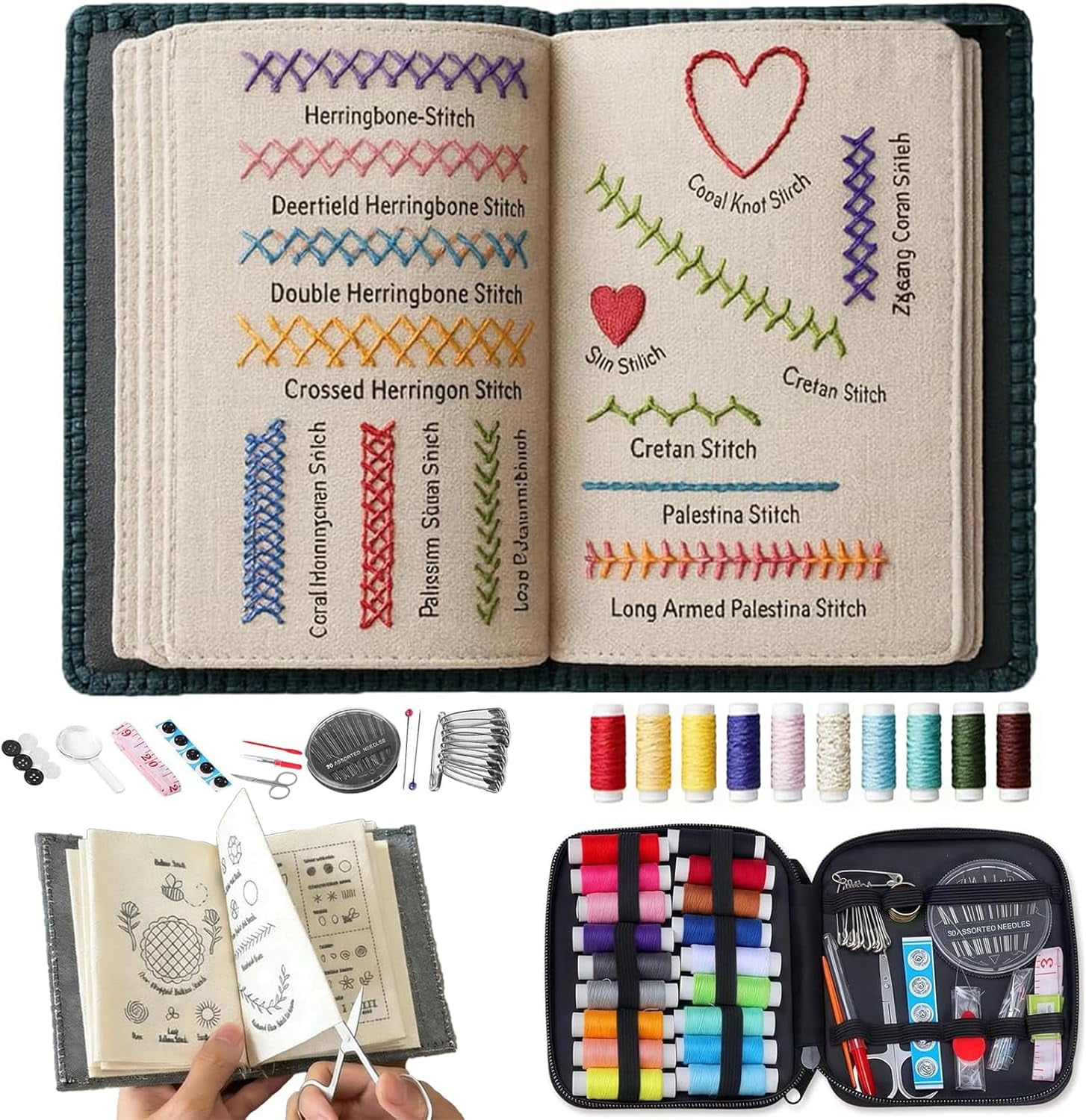 2026 Upgraded Embroidery Stitch Book Kit for Beginners, DIY Embroidery ...