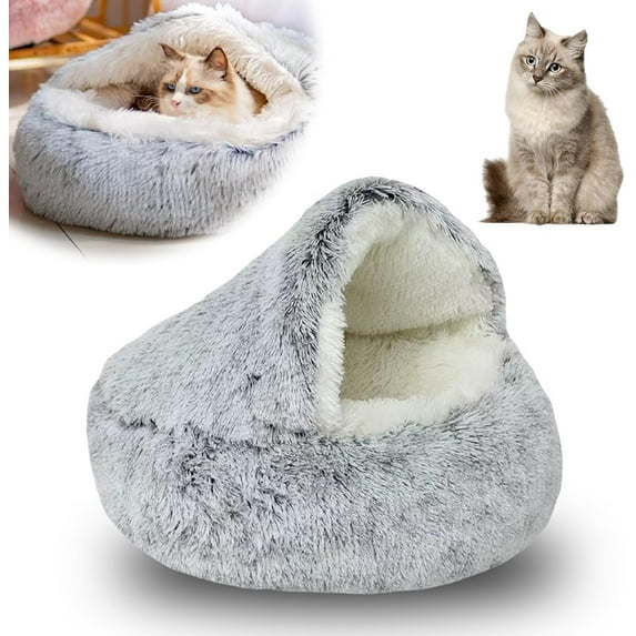 2026 Upgraded Fluffy Cat Bed Cave Dog Bed for SmallDog, Cat and Dog ...