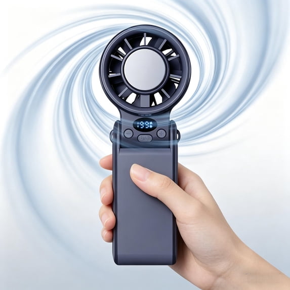 2026 Upgraded Foldable Handheld Fan, Digital LED Display Portable ...