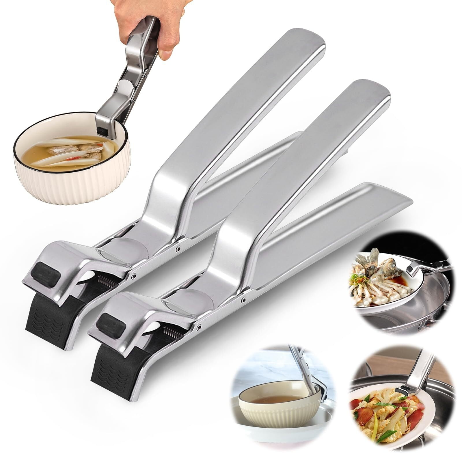 2026 Upgraded Hot Plate Gripper Tongs, Anti-Scald Stainless Steel Bowl ...
