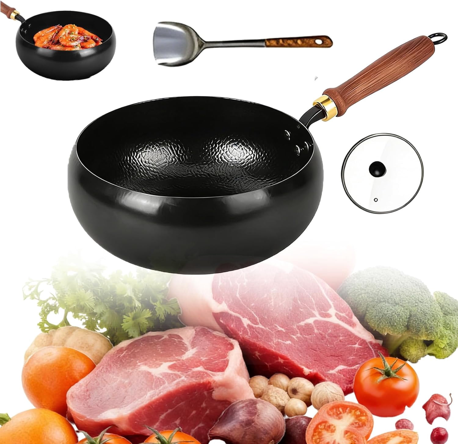 2026 Upgraded Japanese Cast Iron Wok, Hand Hammered Uncoated Healthy ...