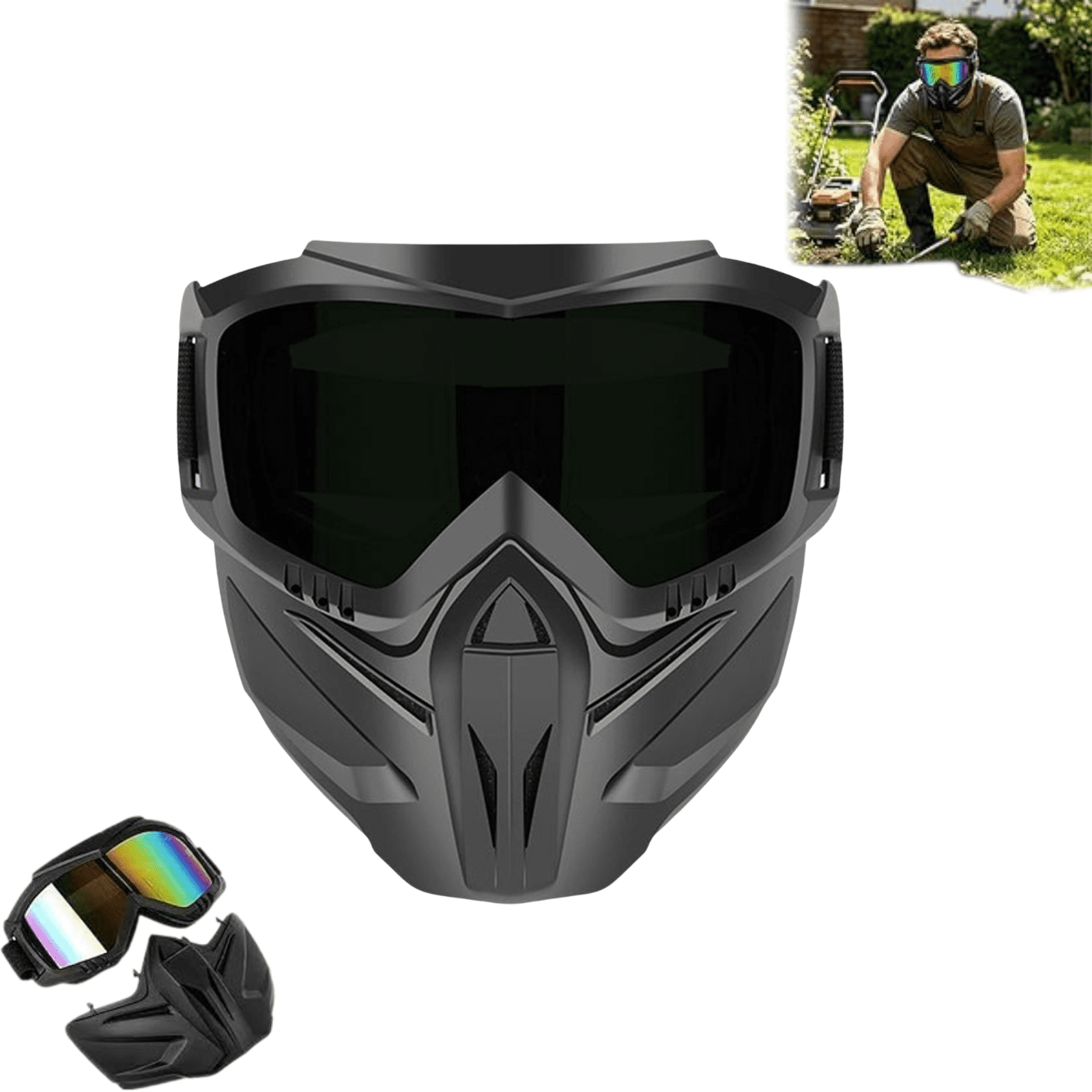 2026 Upgraded Mowing Goggle Mask, Detachable Full Face Anti-Fog Grass ...