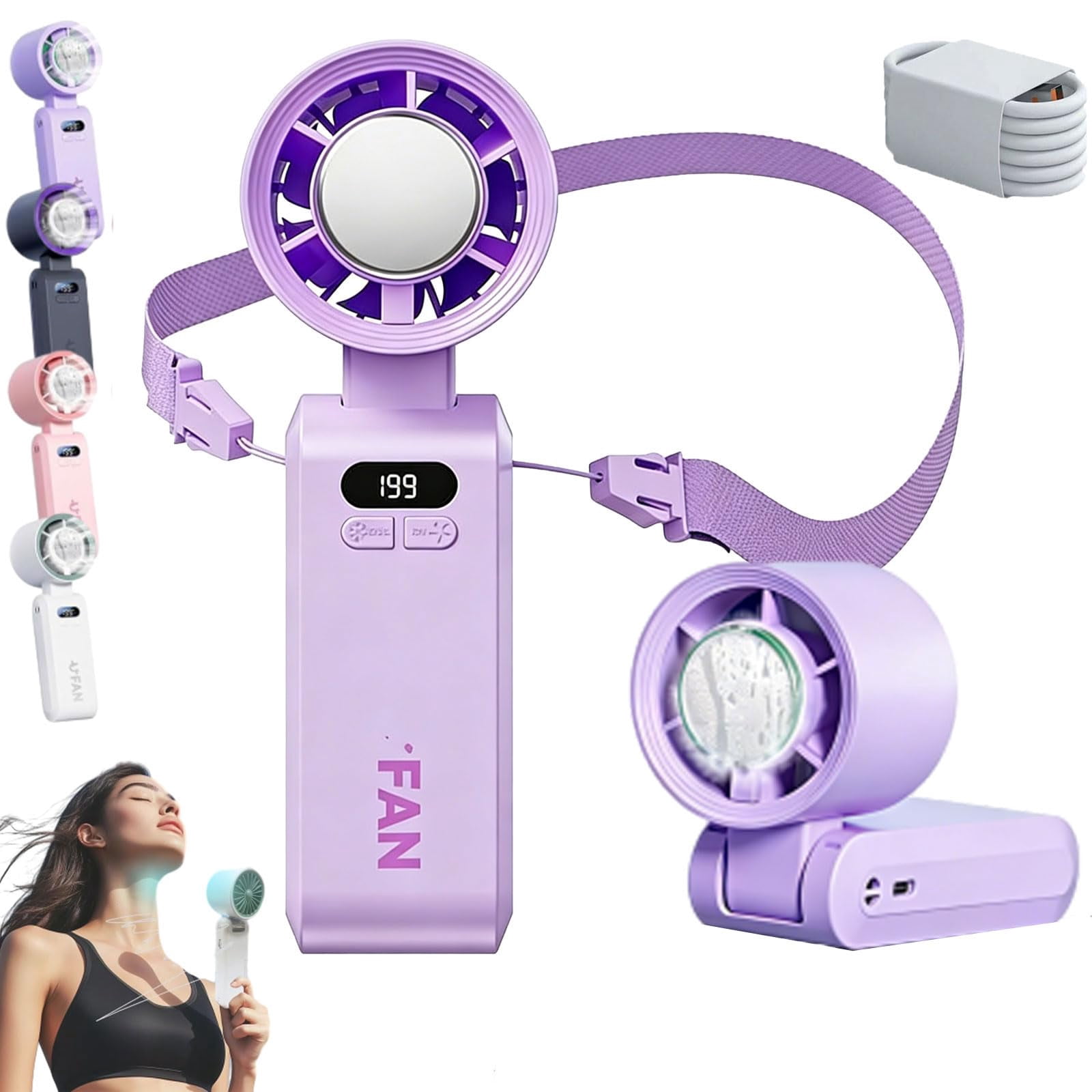 2026 Upgraded Portable Turbo Fan, Portable Fan Ac, Handheld with Ice ...