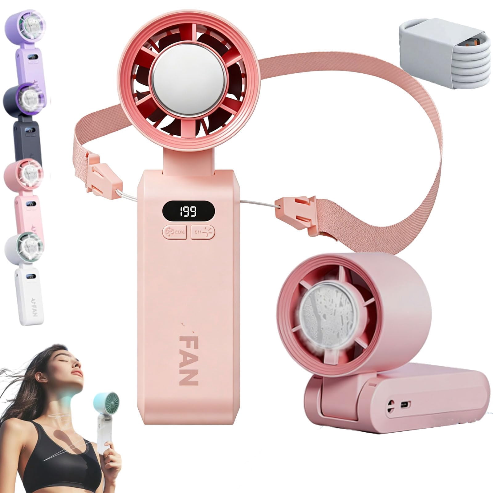 2026 Upgraded Portable Turbo Fan, Portable Fan Ac, Handheld with Ice ...