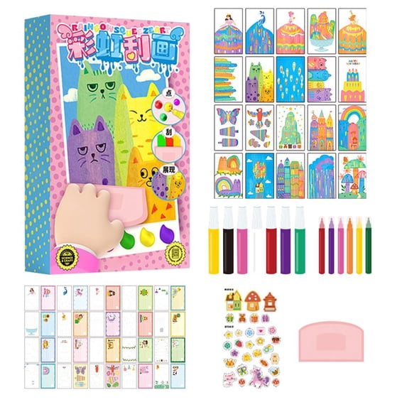 2026 Upgraded Rainbow Squeeze Art Kit, Magic Dot Scratch Paper Set ...