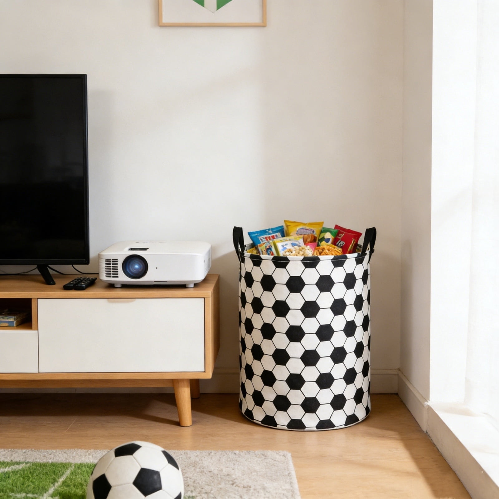 2026 Upgraded Round Football Laundry Clothes Hamper Laundry Basket with ...