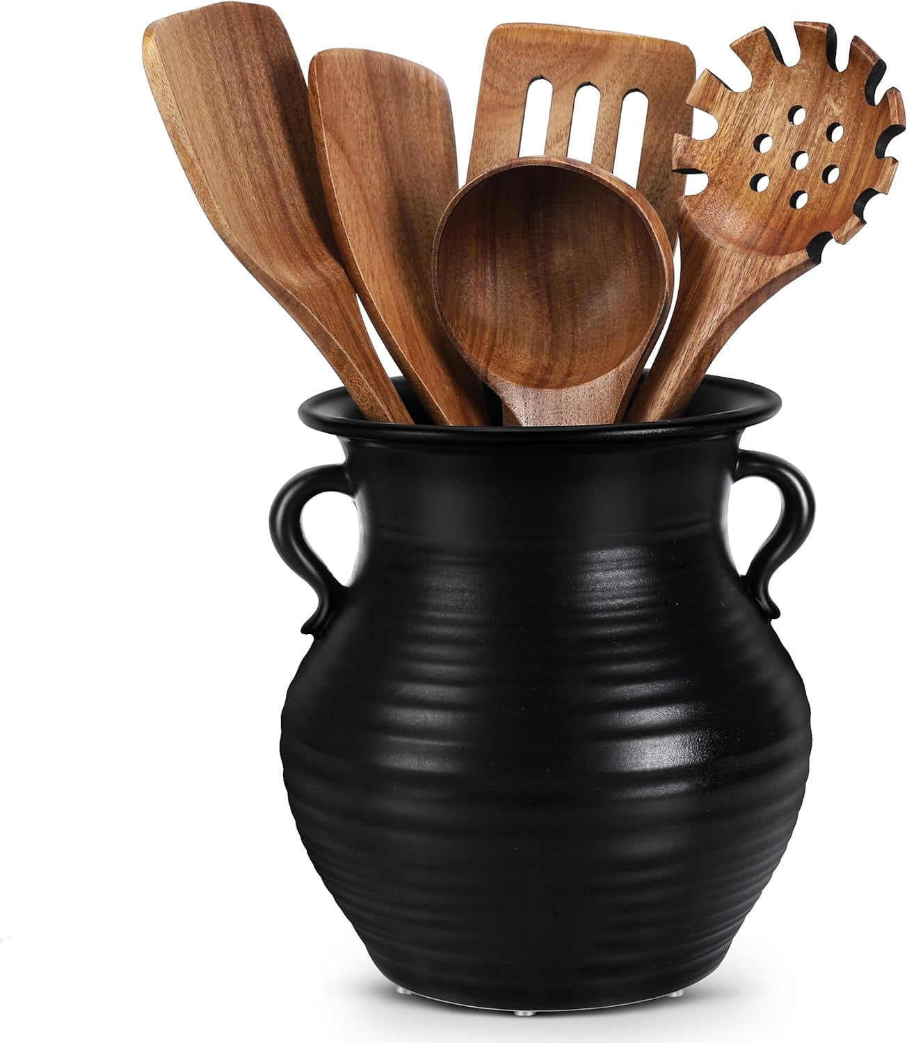 2026 Upgraded Rustic Utensil Holder, Vintage Ceramic Utensil Holder, 7. ...