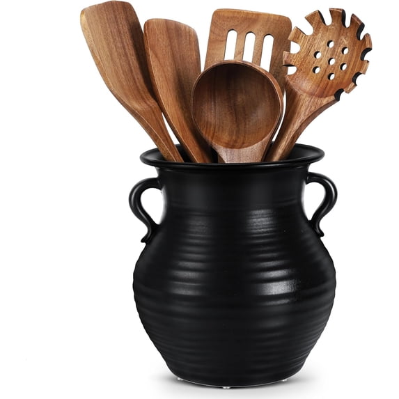 2026 Upgraded Rustic Utensil Holder, Vintage Ceramic Utensil Holder, 7. ...