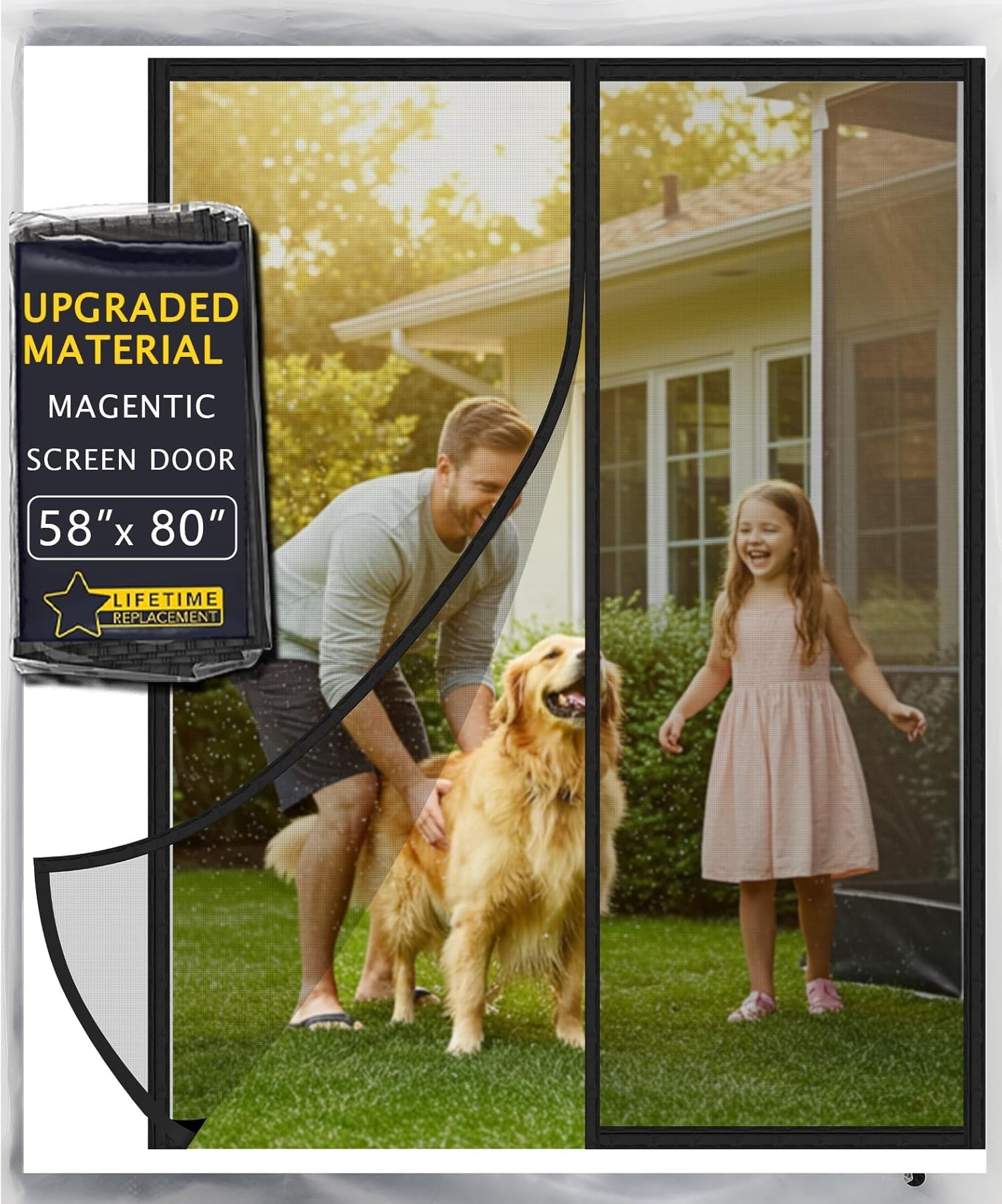 2026 Upgraded Screen Door - 3X Heavy Duty Hands-Free - Mosquito/ Proof ...