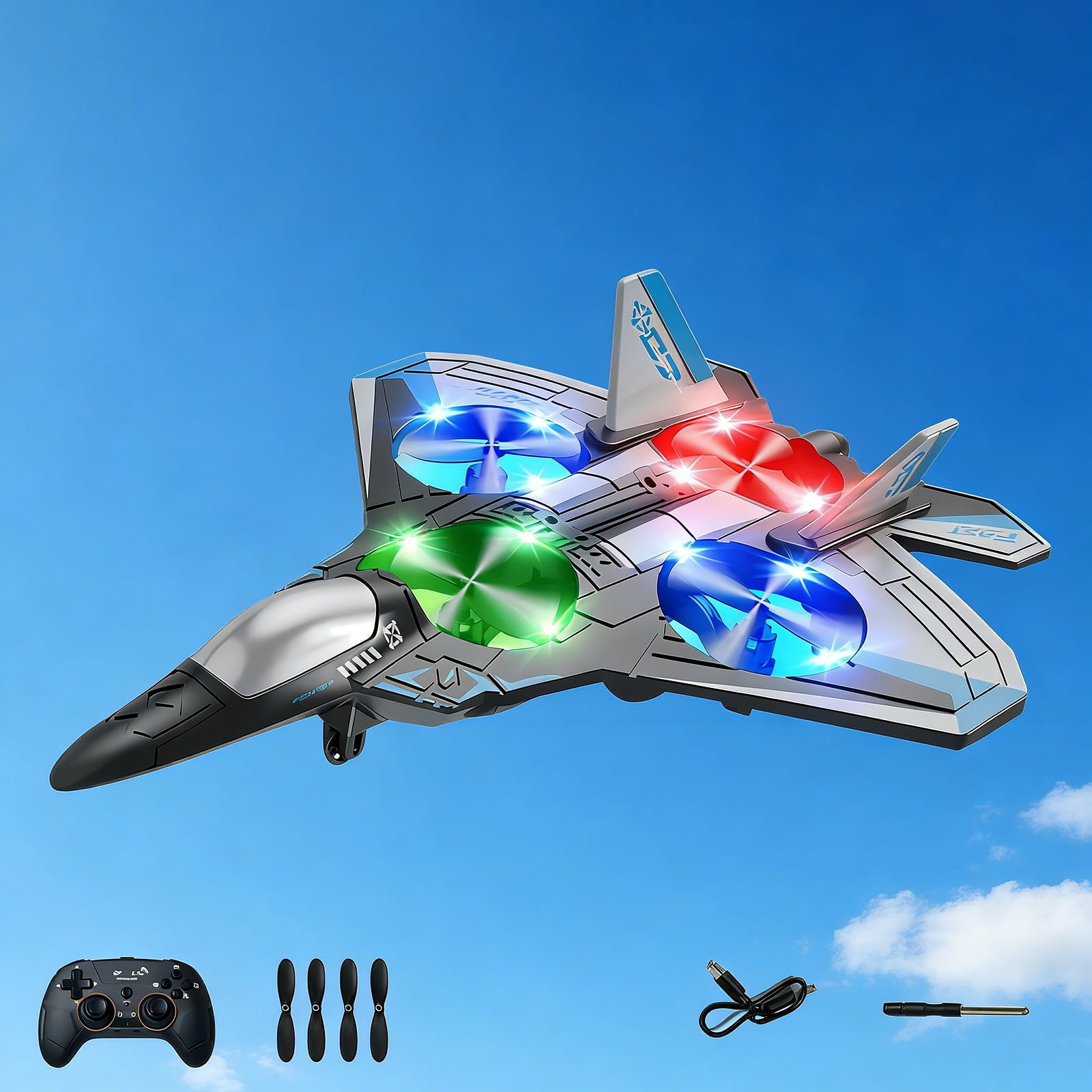 2026 Upgraded Skyriders Rc Jet,Rc Stunt Fighter Jet Toy with 360° Flips ...