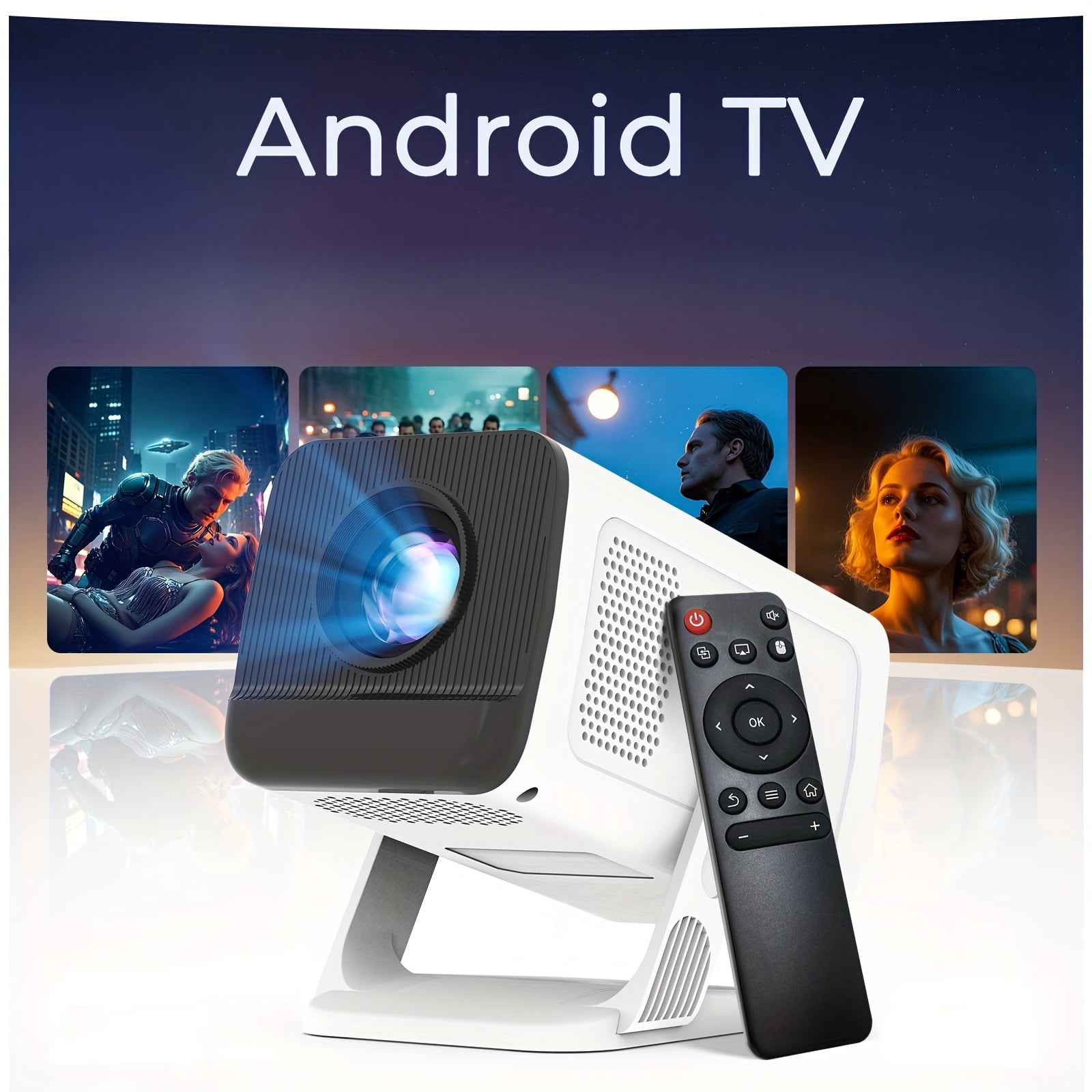 2026 Upgraded Smart Mini Projector WiFi6 BT5.4 Android14 Native720P ...