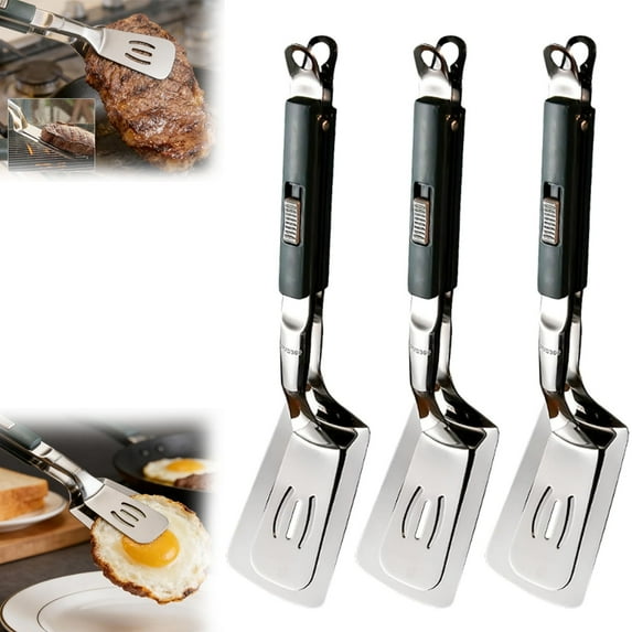 2026 Upgraded Stainless Steel Grill Clamp, 2-in-1 Spatula and Tongs ...