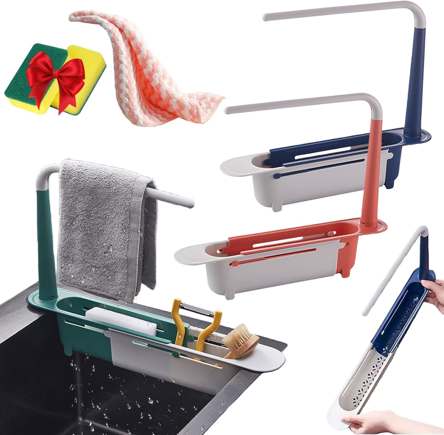 2026 Upgraded Telescopic Sink Storage Rack, Adjustable Sink Drainer ...