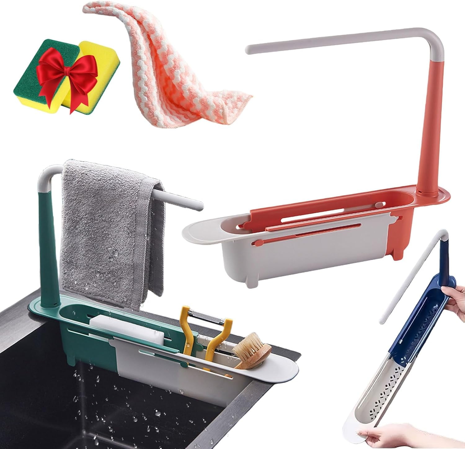 2026 Upgraded Telescopic Sink Storage Rack, Adjustable Sink Drainer ...