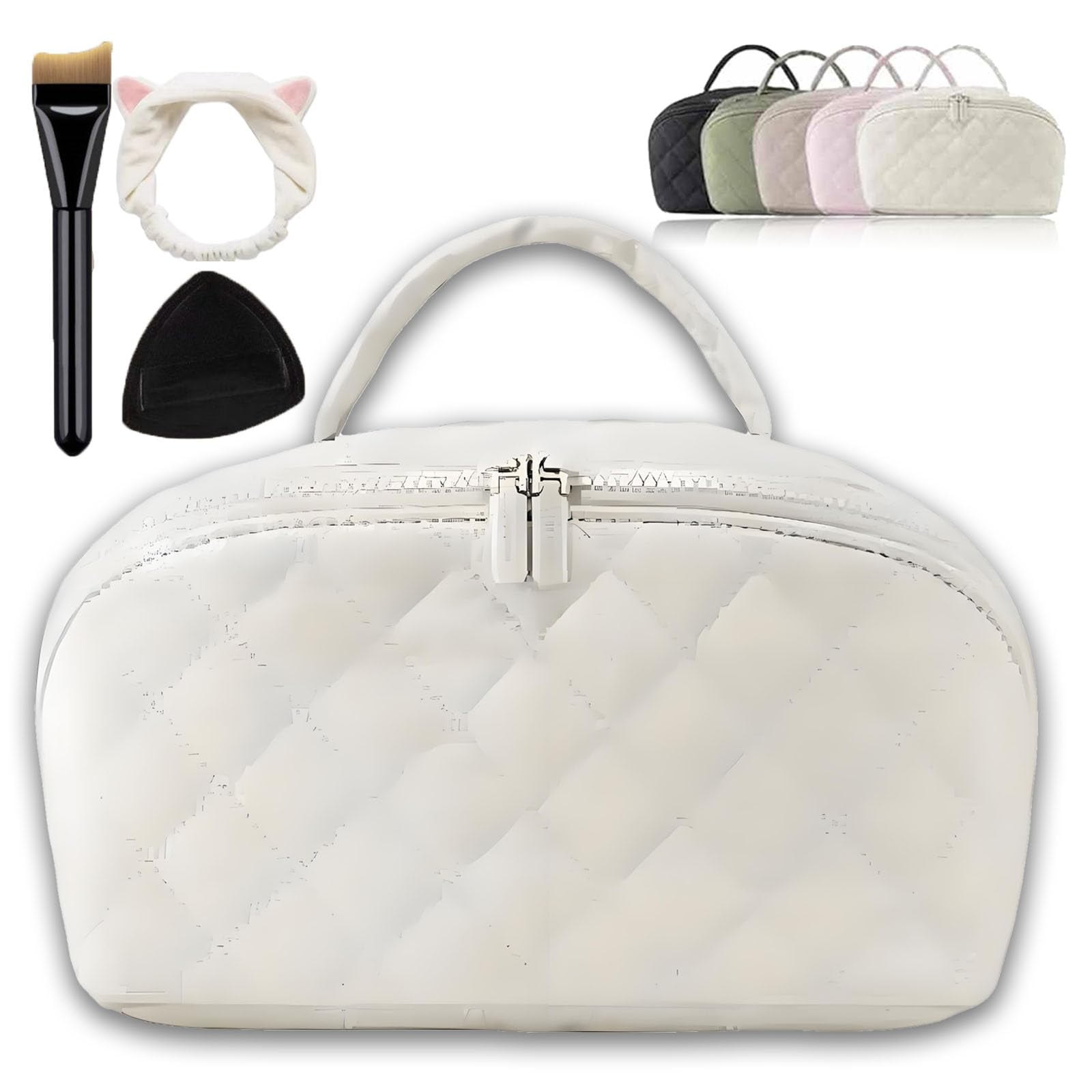 2026 Upgraded Travel Makeup Bag for Women, Wide Open Lay-Flat Cosmetic ...