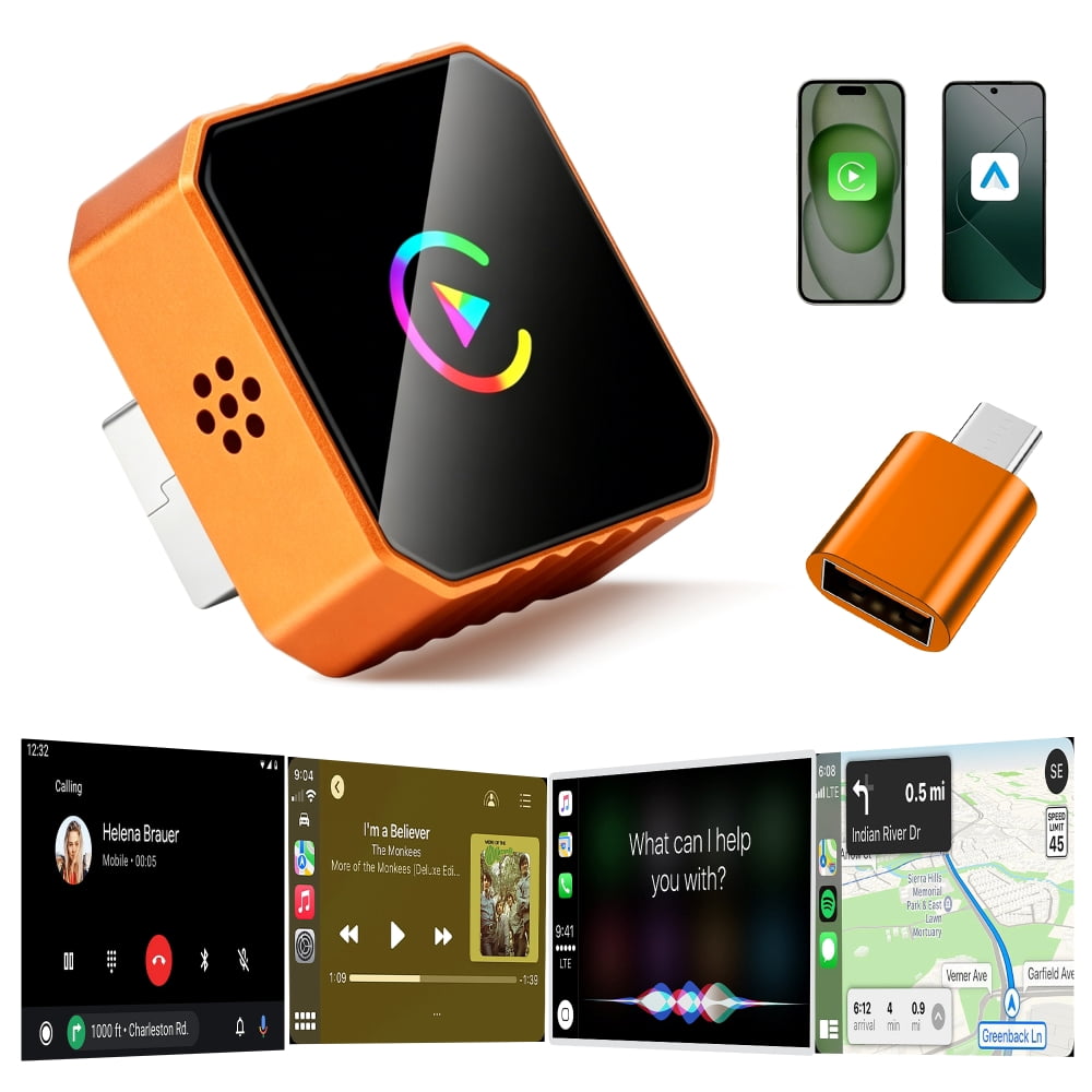 Wireless CarPlay Adapter,for Apple & Android Auto Mini Size Converts ...