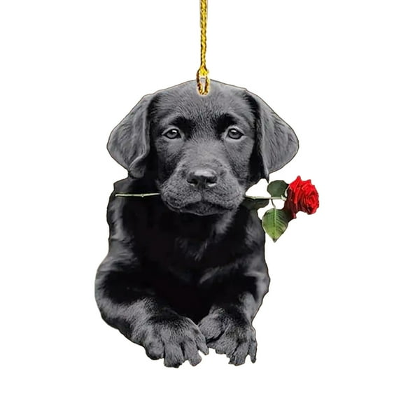 2026 Valentine Day Cute Cartoon Dog Rose Acrylic Pendant, Car Interior ...