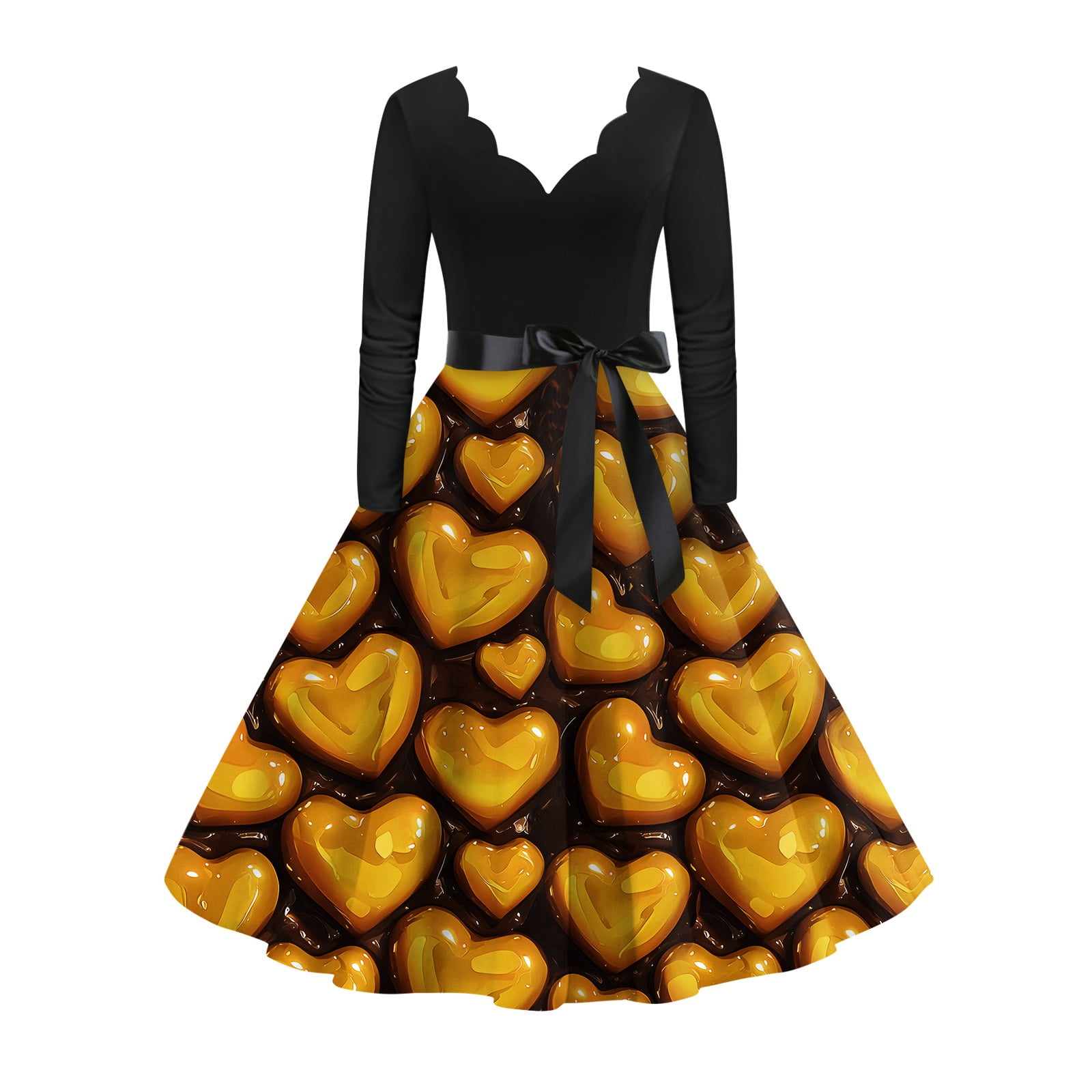 2026 Valentine Dress for Women Retro Long Sleeve V-Neck Cocktail ...