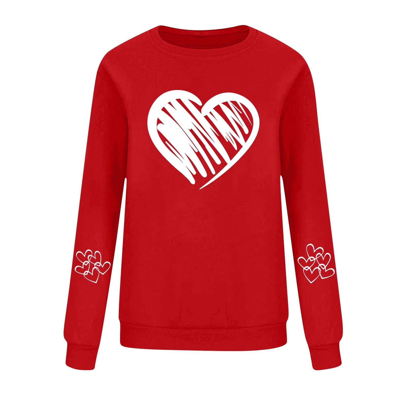 2026 Valentine Heart Graphic Crewneck for Women - Soft Loose Fit Long ...