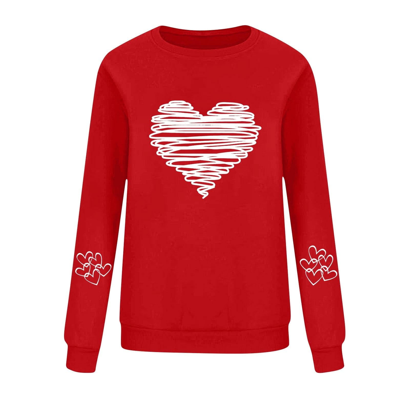 2026 Valentine Heart Graphic Crewneck for Women - Soft Loose Fit Long ...