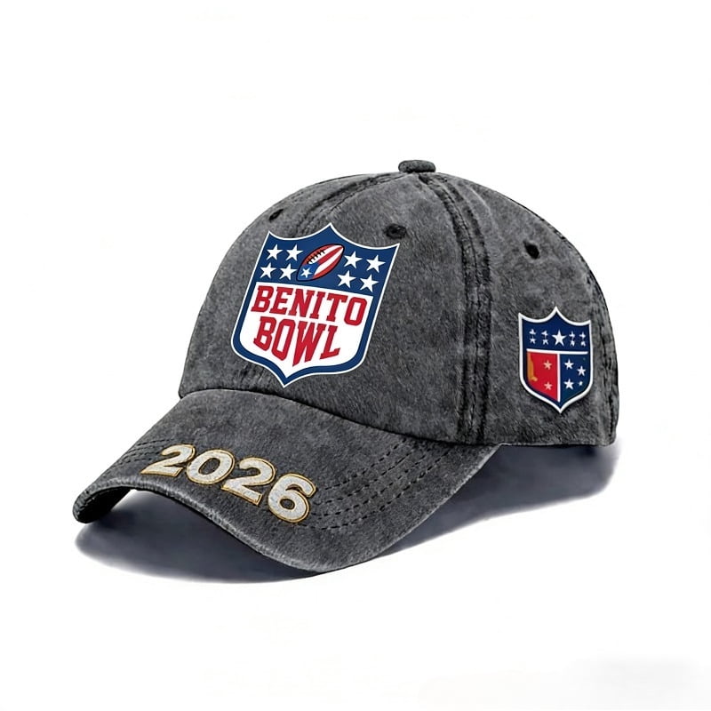 2026 Valentine's Day Benito Bowl Football Cap - Vintage Gray Denim Hat ...