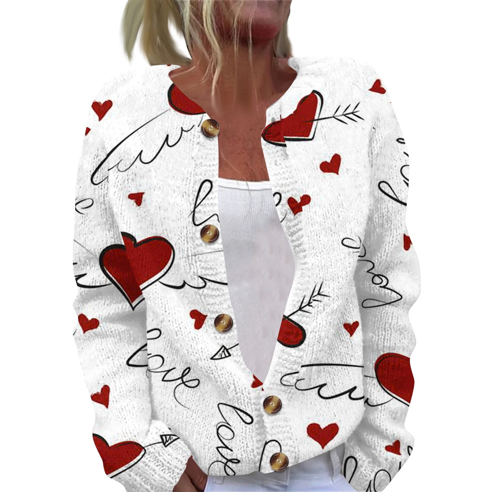 2026 Valentine's Day Cardigans for Women 3/4 Sleeve Plus Size Cardigan ...