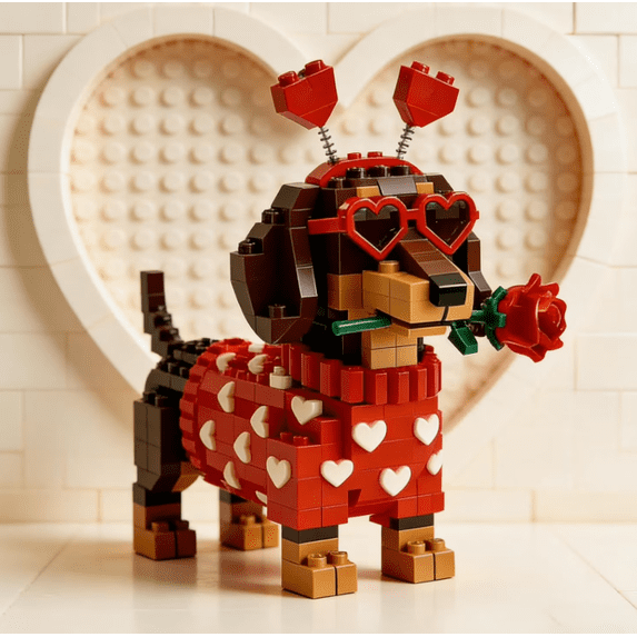 2026 Valentine’s Day Exclusive Dachshund Brick Set, DIY 3D Dachshund ...