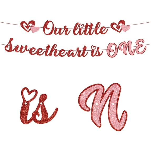 2026 Valentine's Day Heart-Shaped Banner Party Decorations - Glittery ...