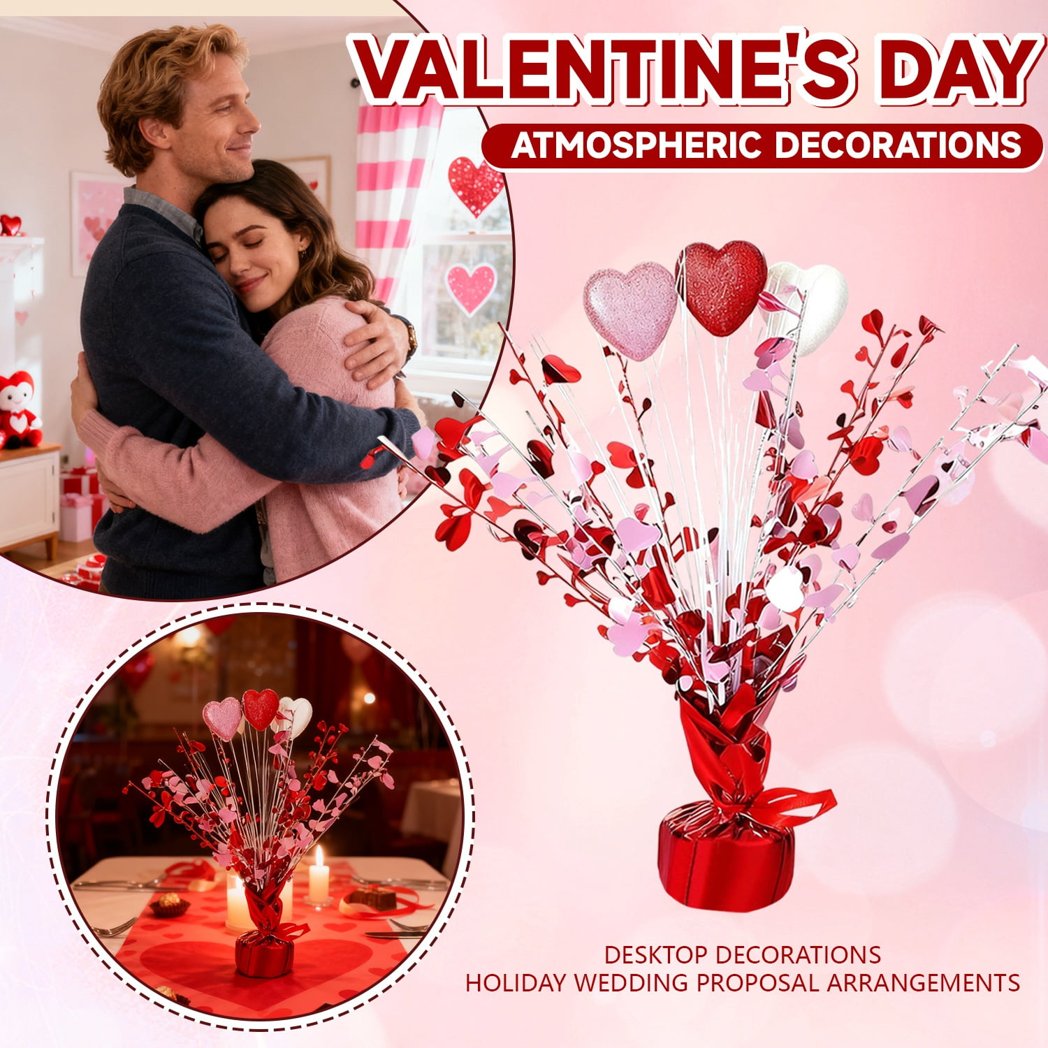 2026 Valentine's Day Metallic Foil Spray Centerpieces for Tables with ...