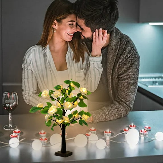 2026 Valentine's Day Pink Rose Artificial Tree Light, LED Luminous ...