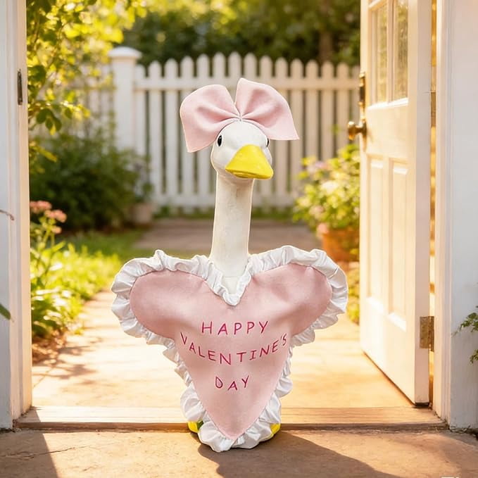 2026 Valentine's Day Porch Goose Outfits Pink Heart Goose Outfit Lawn Porch Goose Clothes Fits ...