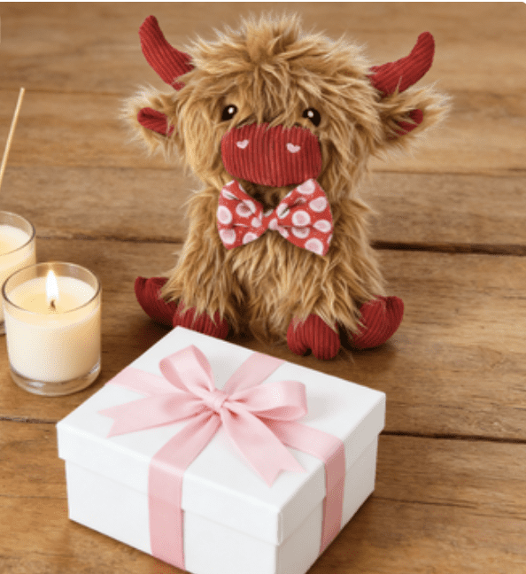 2026 Valentine's Day Velvet Moo Dog Toy, Red and Brown, 9"，Mens ...