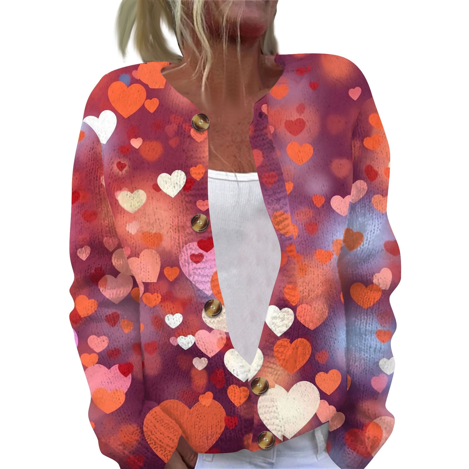2026 Valentine's Day Womens Sprint Cardigan 3/4 Sleeve White Cardigan ...