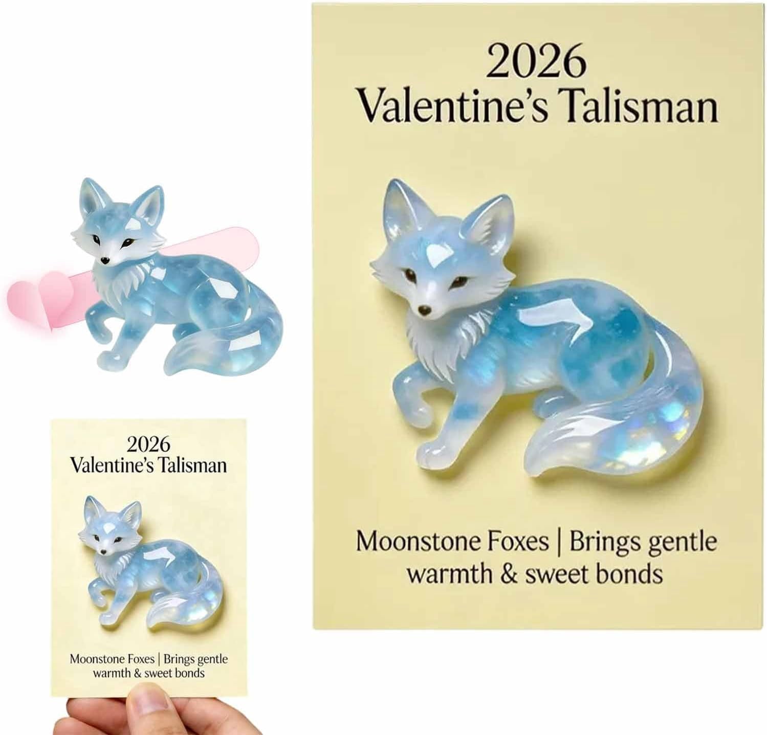 2026 Valentine’s Talisman: Moonstone Fox - Hand Carved Crystal Animal ...