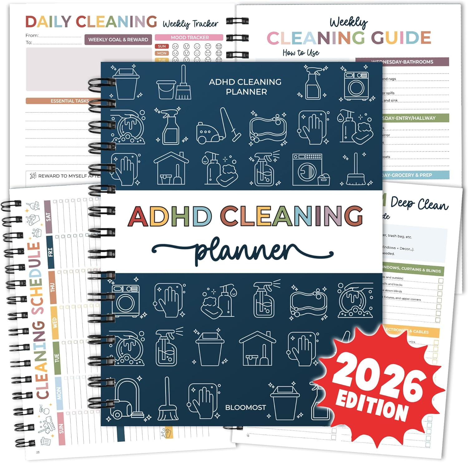 2026 Version Adhd Cleaning Planner - Daily Weekly Monthly Chore Planner ...